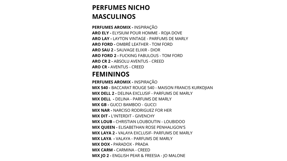 Catálogo de Essências – Aromix Essências